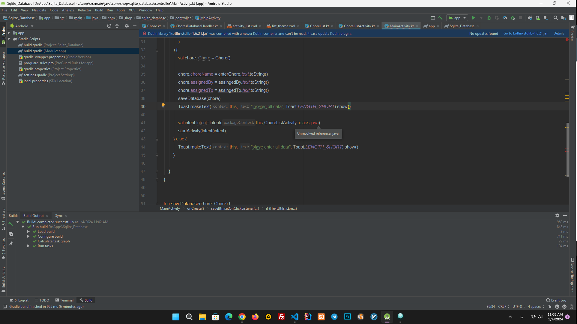 خطایUnresolved reference: java در پروژه todo